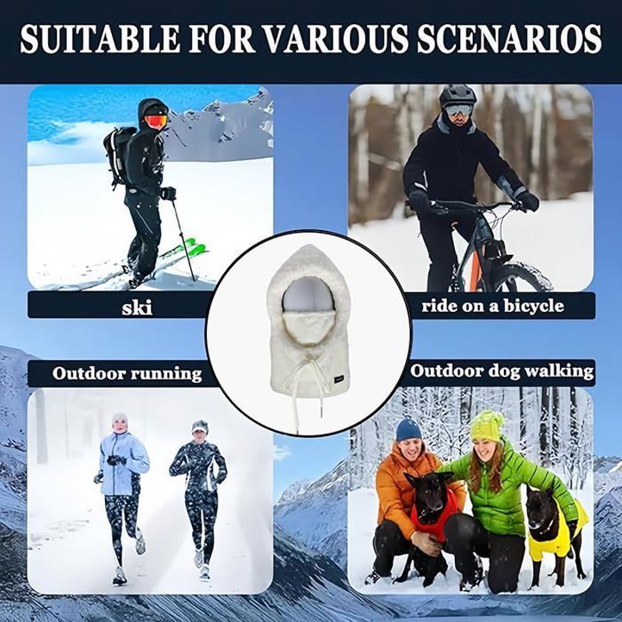 Cagoule de Ski chaude et coupe-vent, masque de moto, polaire réglable ...