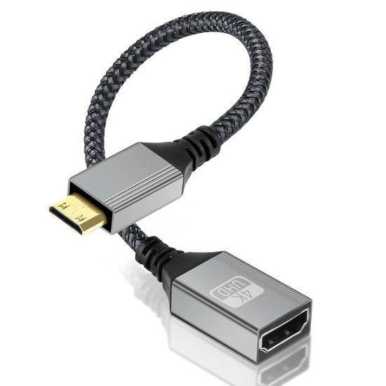 Mini HDMI vers HDMI Câble 20cm, 4K 60Hz Mini HDMI Mâle vers HDMI ...