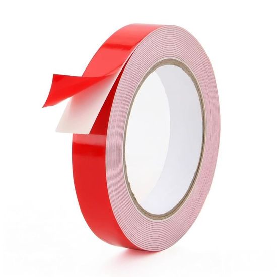 Ruban adhésif double face - 1 ruban de montage blanc double face - 5 m x 19 mm Ruban adhésif ...