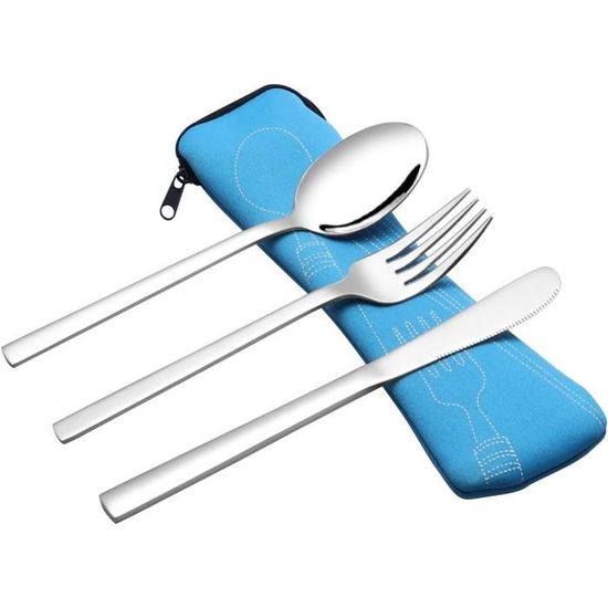 3 Pièces Couvert Camping 1 Personnes, Set Couverts Voyage Inox.[Z2590 ...