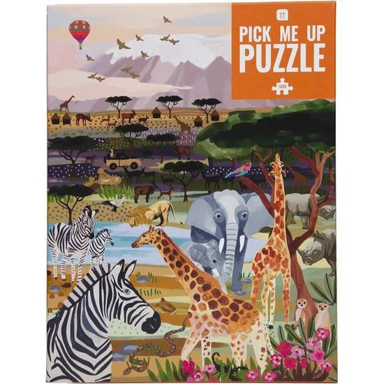 Puzzle 1000 Pièces Animaux Safari-Savane Africaine Illustrée | Avec ...