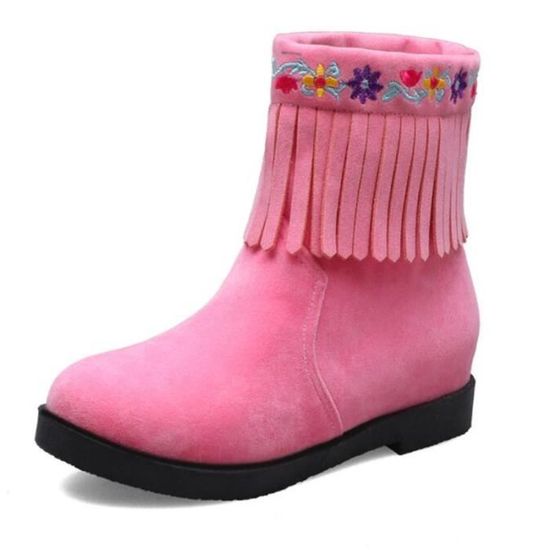 Bottines - Bottines Mode Femme Daim Fermeture Éclair Compensée Solide ...