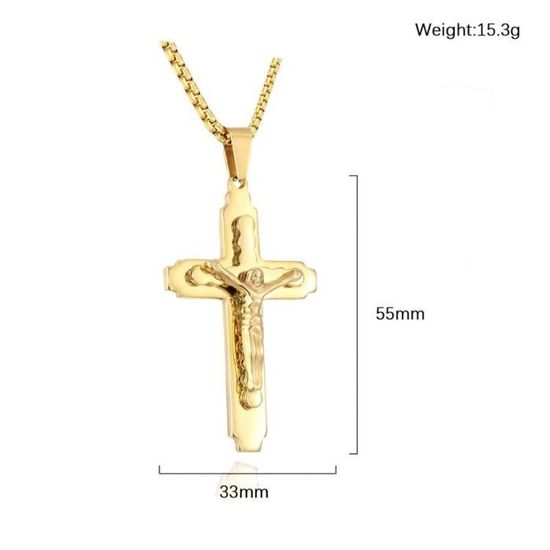 Bijoux Crucifix jésus Christ pour hommes, couleur or, pendentif croix ...