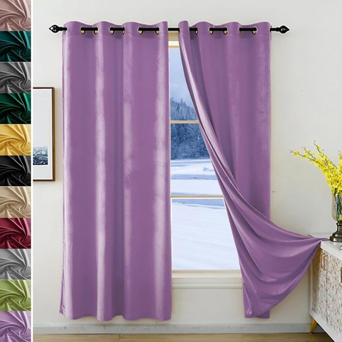 Rideau Occultant Fenetre Velours 220X210Cm (Lxh) Violet, Rideaux ...