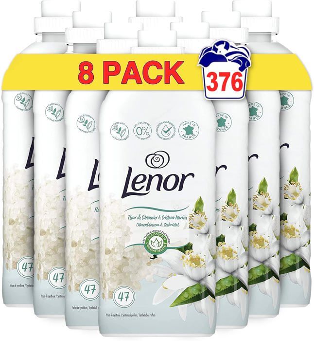 Adoucissant Linge Liquide, 376 Lavages (8x47), Coton Aérien, Fraîcheur ...