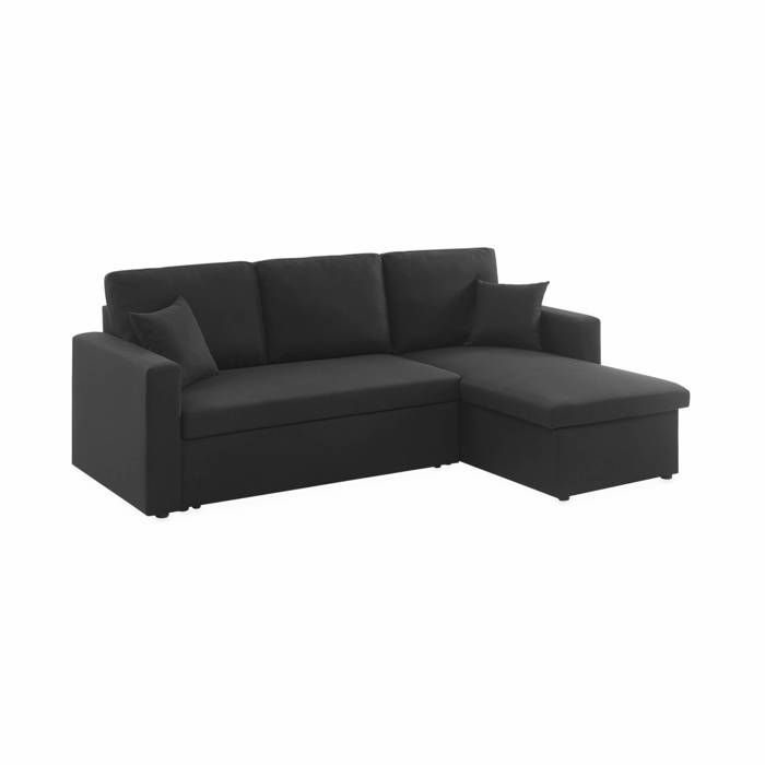 Canapé d'angle convertible en tissu noir - IDA - 3 places. fauteuil d ...
