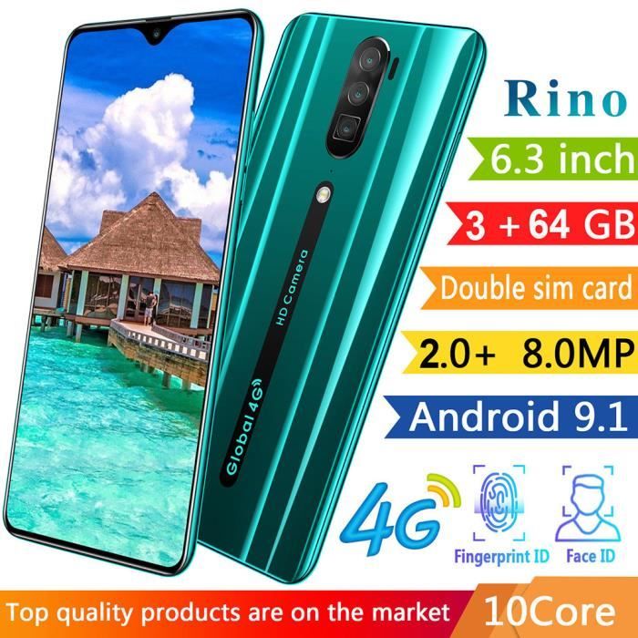 RINO Ten Core Chute de l'écran Android 9.1 3G + 64G GPS 4G LTE Appel ...
