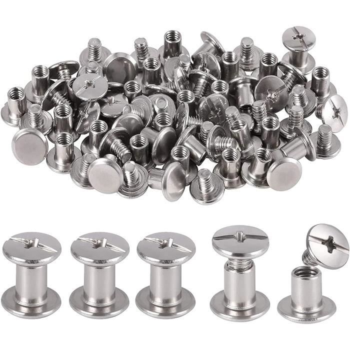 80 Pièces Rivets Pour Cuir, Kits Vis Chicago, Rivets De Reliure En ...