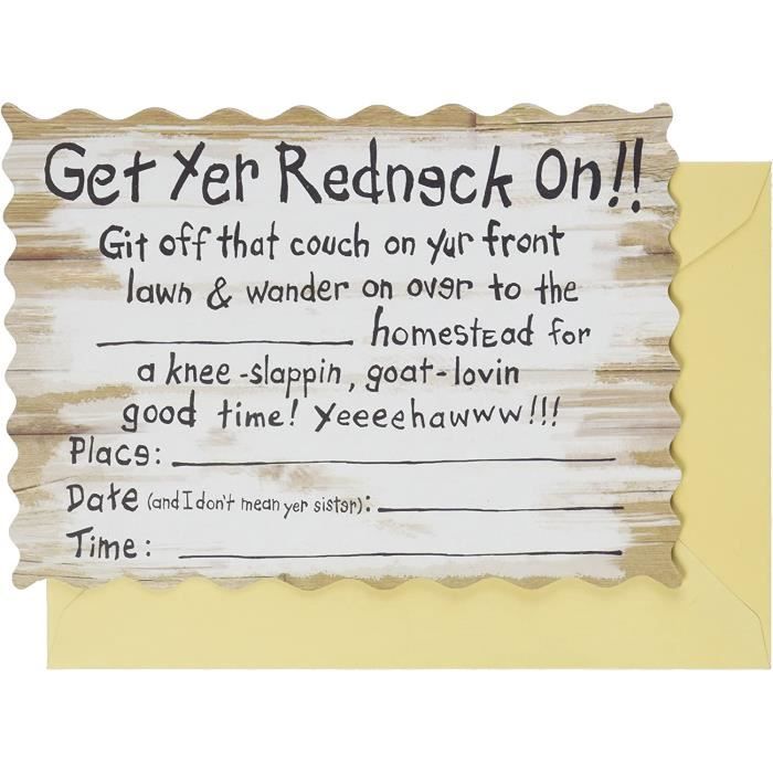 Invitations Redneck (enveloppes incluses) (8-Pkg).[1778] - Cdiscount ...