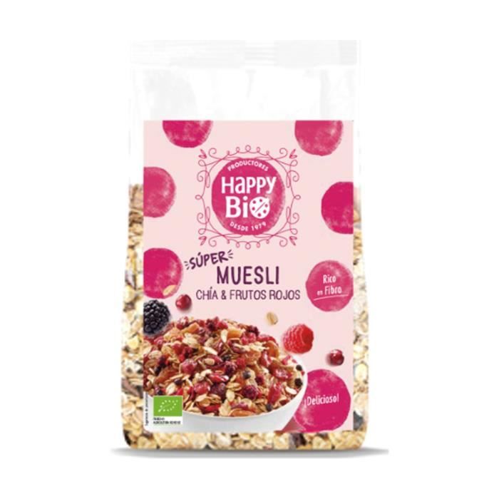 HAPPY BIO - Muesli fruits rouges et chia 375 g - Cdiscount Au quotidien