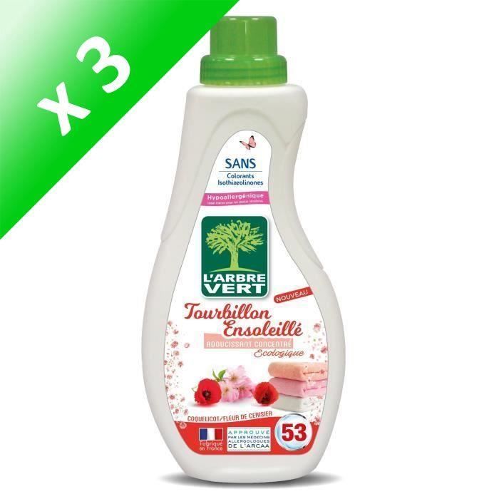 L'ARBRE VERT Adoucissant Tourbillon ensoleillé - 800 ml (Lot de 3 ...