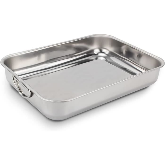 Plat À Four Inox Rectangulaire Avec Poignées 40Cm X 28Cm Plat De ...