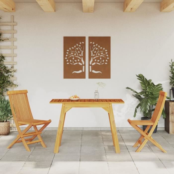 TAM Table à manger de jardin 110x56x75 cm bois massif d'acacia DR020 ...