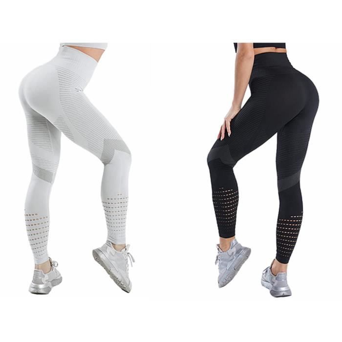 2 Pièces Legging Sport Femme Anti Cellulite Taille Haute Pantalon Yoga