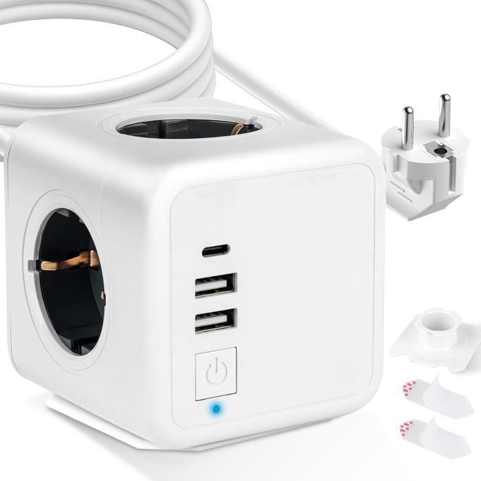 Multipr Cube, 7 En 1 Cube De Pr Avec 1 Port Usb-C Et 2 Ports Usb-A,Cube ...