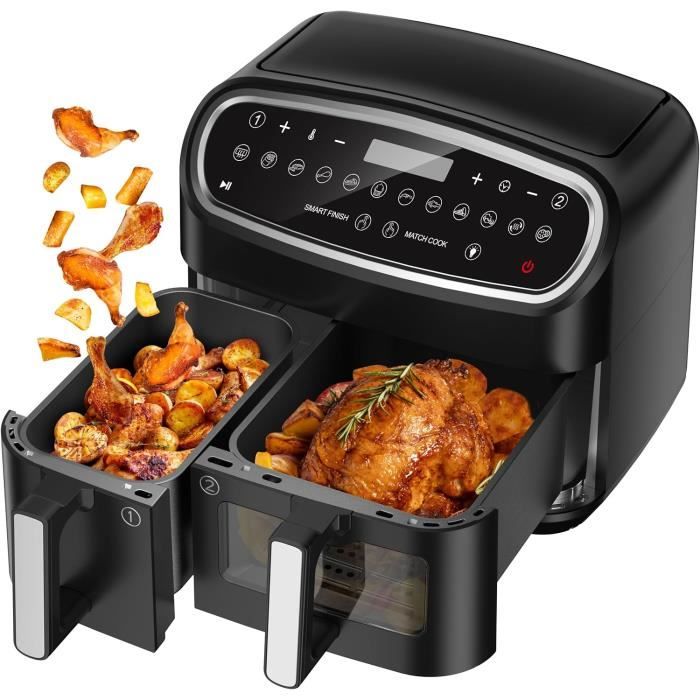 Friteuse Sans Huile Double,Air Fryer Tour,Capacité Xxl De 10 Litres,12 Programmes Préétablis ...