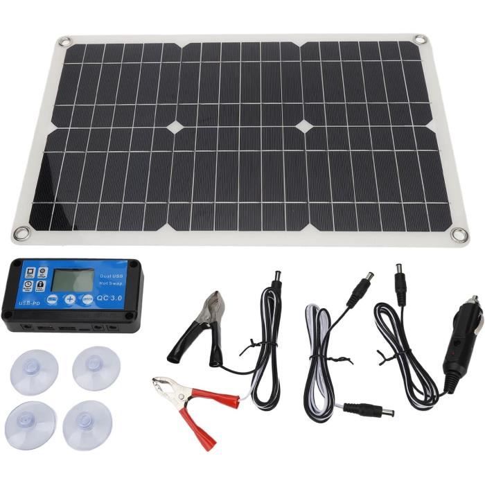 Chargeur Solaire Monocristallin 100W TRAHOO - Kit de Panneau Solaire Portable avec Double Ports ...