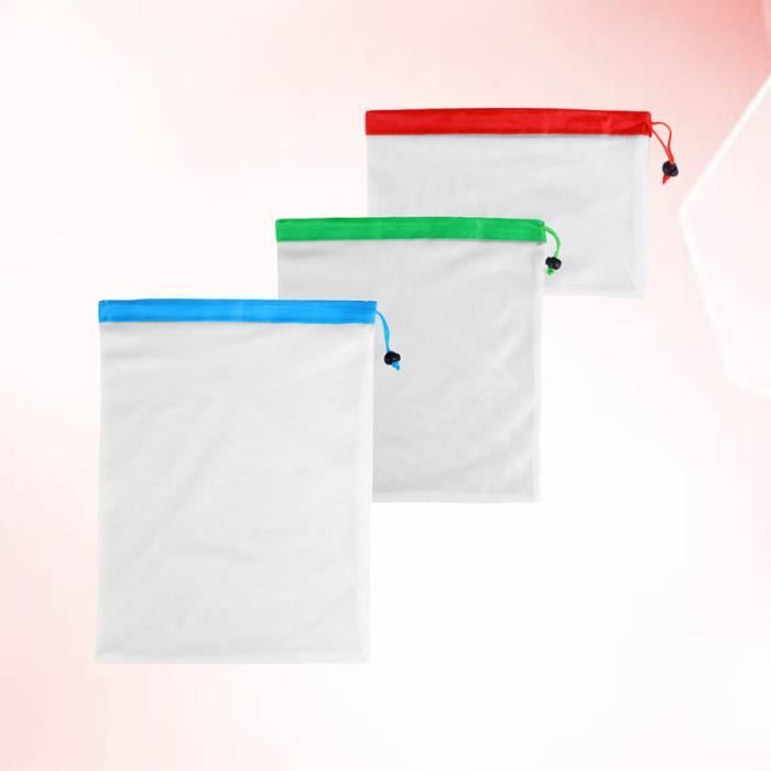 3 pièces sacs de produits en maille écologique lavable durable pochette ...