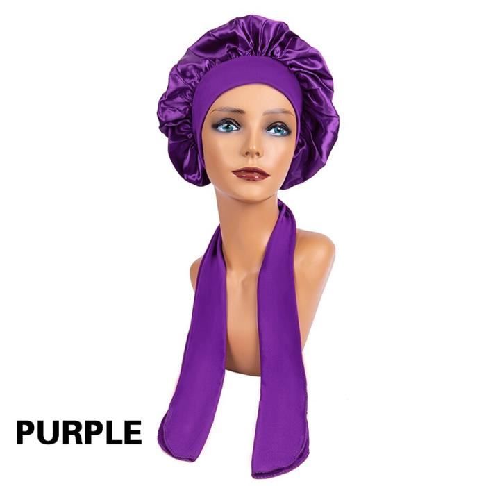BONNET DE DOUCHE,Bourgogne--Bonnet en Satin solide avec larges liens ...