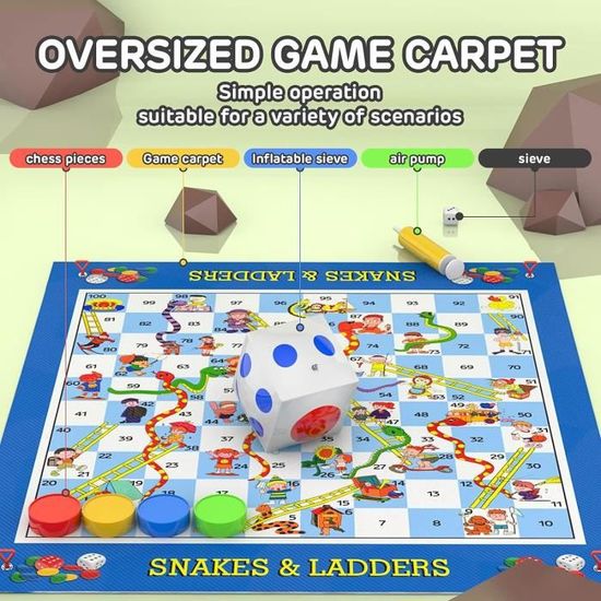 Board Game Snakes And Ladders,Serpents & Échelles Avec Dés Gonflables ...