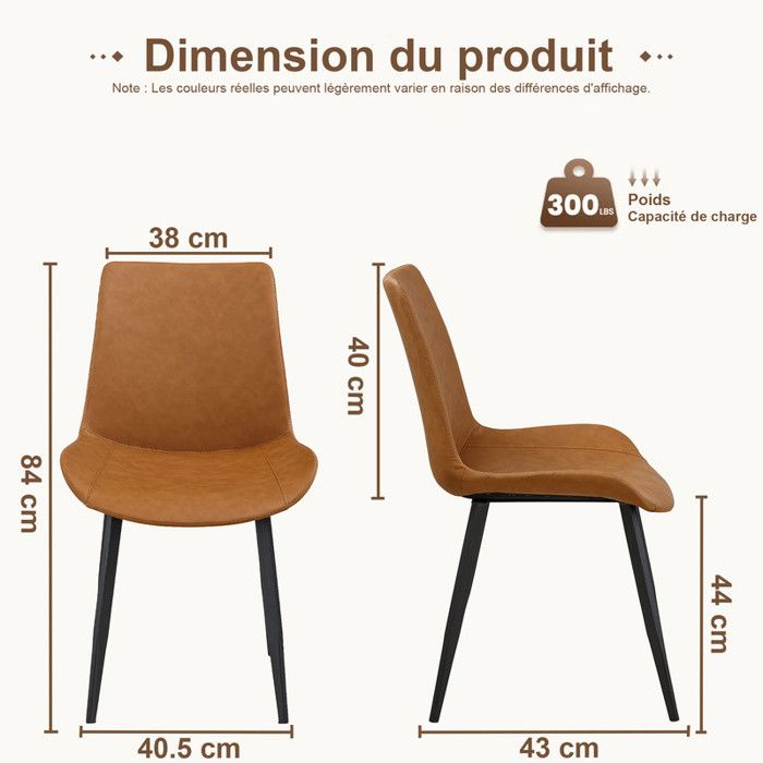 Lot de 4 Chaises Scandinaves, Fabriqué en cuir PU, Chaises Salle à ...