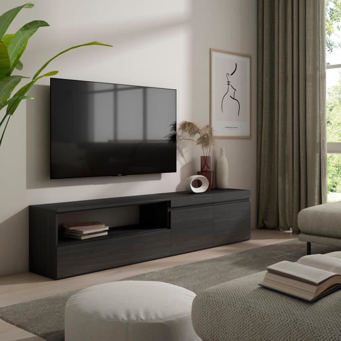 Meuble TV, Banc Télé, Grand espace de Rangement, 200x35x45cm, Pour les ...