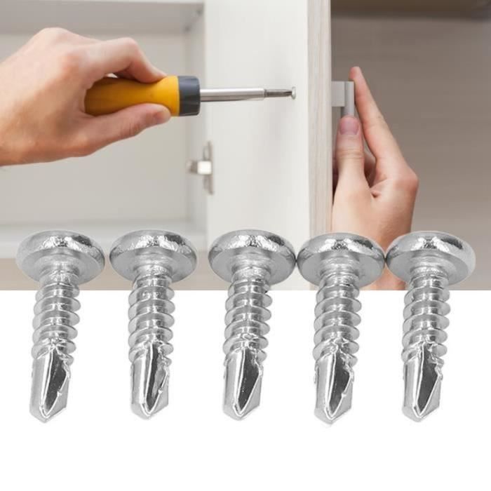 Tbest Vis perceuse à tête ronde 200 pièces vis à tête ronde en acier inoxydable 304 vis auto ...