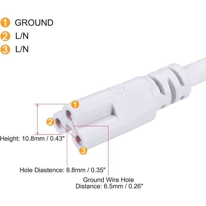 T5 T8 LED Tube Connecteur Rond Câble 100CM Femelle à Femelle Double ...