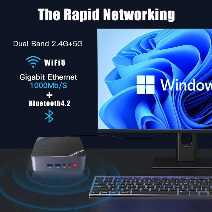 B95 Mini Pc Intel 12Ème Génération N95(Jusqu'À 3,4 Ghz) Mini Ordinateur De Bureau W11 Pro 16 Go ...