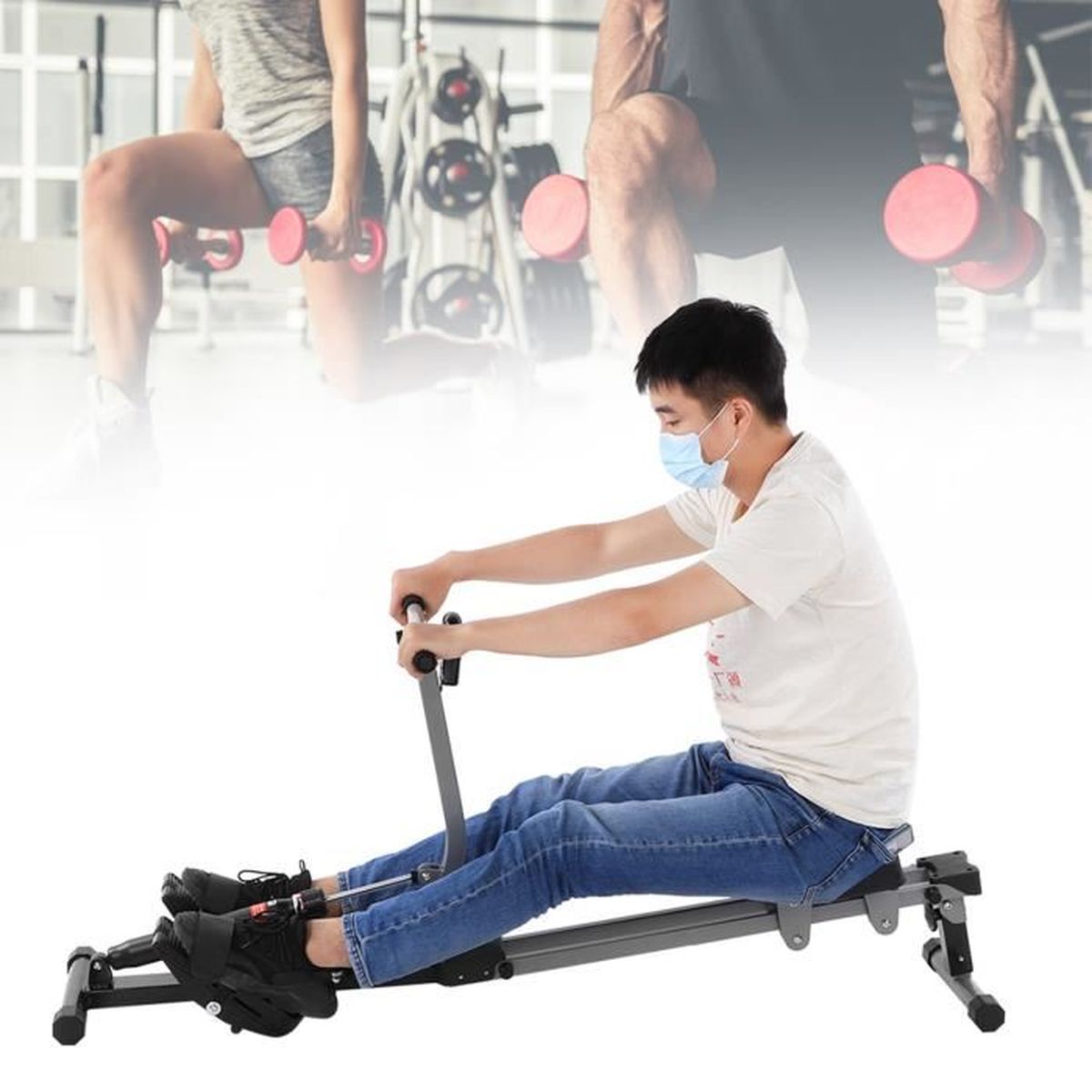 Machine à ramer d'exercice aérobie à domicile noir QI046 - Cdiscount Sport