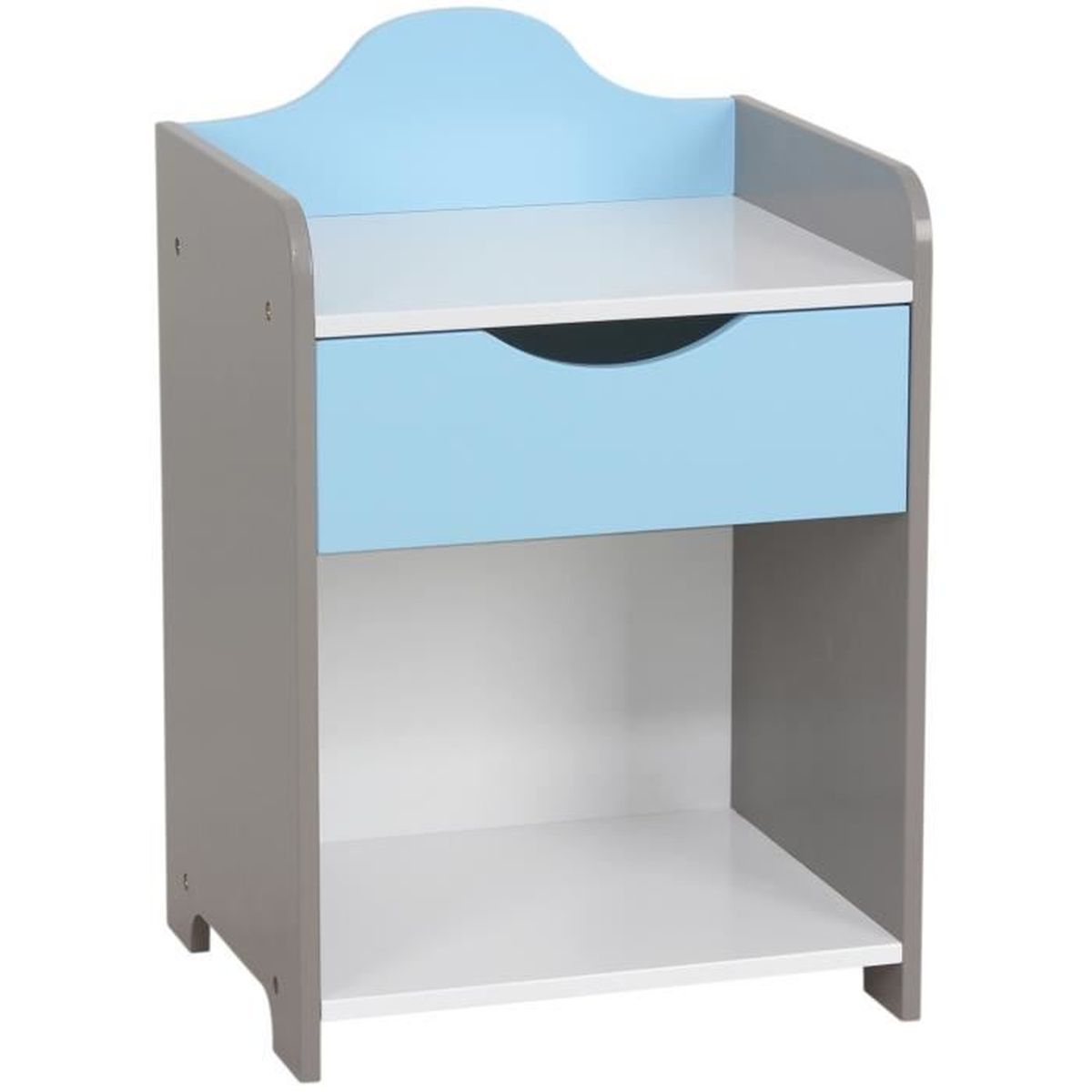 Table De Chevet Enfant En Bois Modèle Scandinave Bleu Bicolore Avec ...