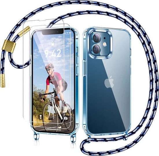 Coque Tél. Portable Compat. iPhone 12 / 12 Pro - Bande, 2 Films Protect ...