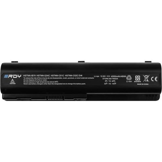 Batterie - RDY - HSTNN-LB72 - 4000 mAh - 10.8V - Compatible HP G50 G51 ...