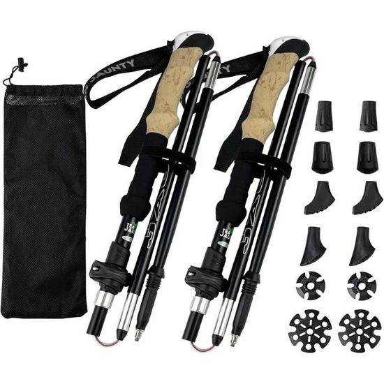 Bâtons De Marche Pliable 2 Pcs, Bâton De Randonnée Telescopique ...
