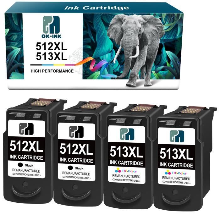 OK-INK 4 Cartouche d'encre compatible pour Canon PG-512 CL-513 PG 512XL ...