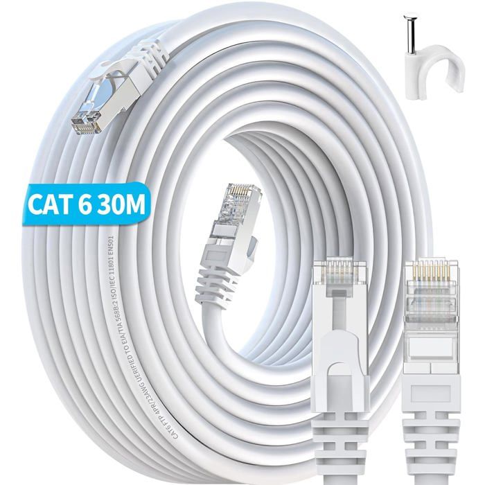 Cable Ethernet 30M, Haute Vitesse Cable Rj45 30M Cat 6 Ftp Blindé Câble ...