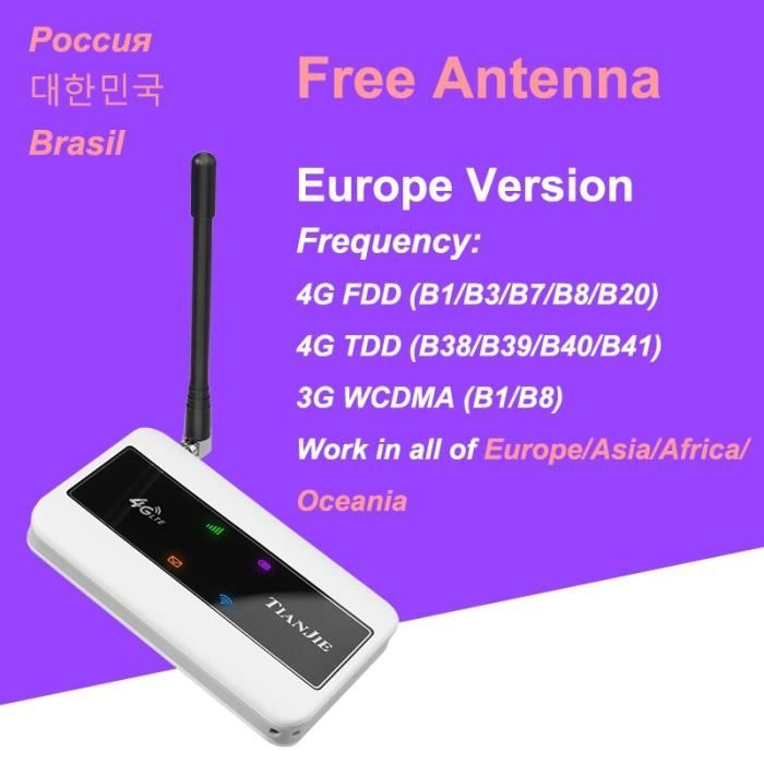 Version Europe Blanc-TianJie-Mini Hotspot 4G Lte, Modem Wifi Mobile ...