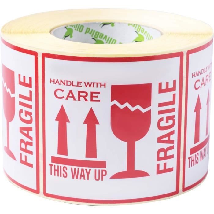500 Autocollants Fragile Avec Inscription En Anglais This Way Up Handle ...