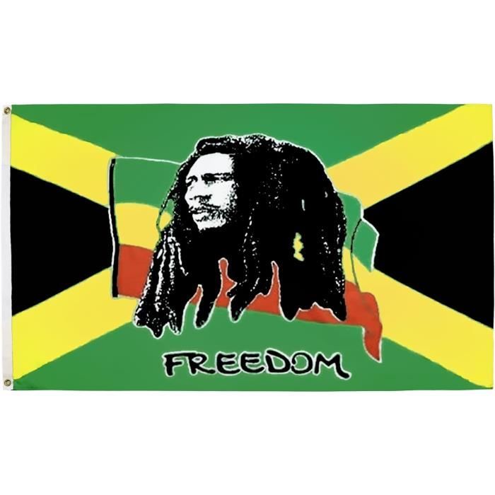 Drapeau Bob Marley - 150X90 Cm - Drapeau Jamaïcain - Jamaïque 100% Polyester Avec Oeillets ...