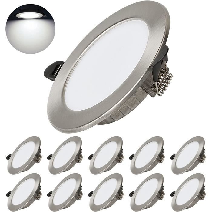 Spot LED Encastrable Lot de 10 - Extra Plat - 7W 700lm Equivalent 70W Incandescence - 230V ...