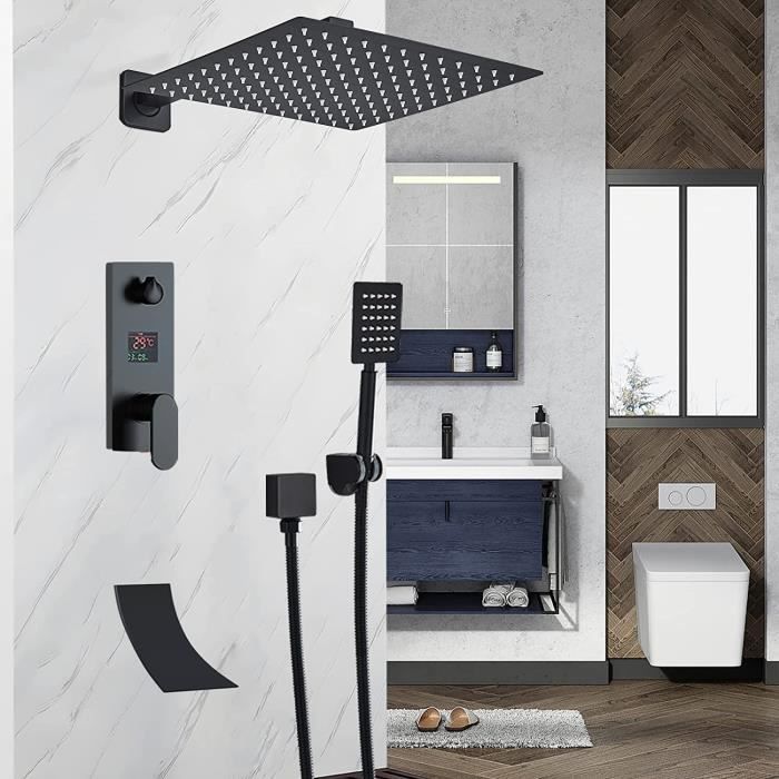 TJS-Ensemble de Douche Noirs Colonne Douche Encastrable Technologie d ... TJS-Ensemble de Douche Noirs Colonne Douche Encastrable Technologie d ...
