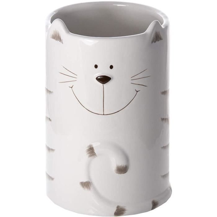 Pot à ustensiles en forme de chat - céramique - idée cadeau pour les ...