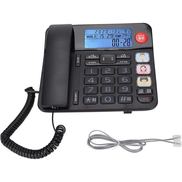 Téléphone Filaire,W568 Téléphone Fixe Filaire À Grosses Touches Avec ...