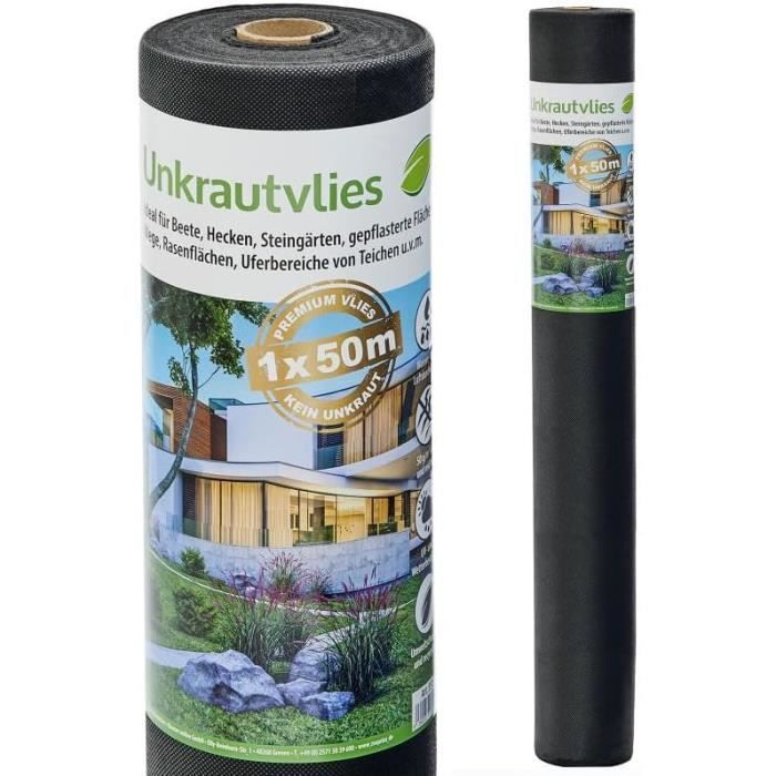 Toile De Paillage 50X1M Film De Jardin Couverture Polaire Contre Les Mauvaises Herbes Resistant ...