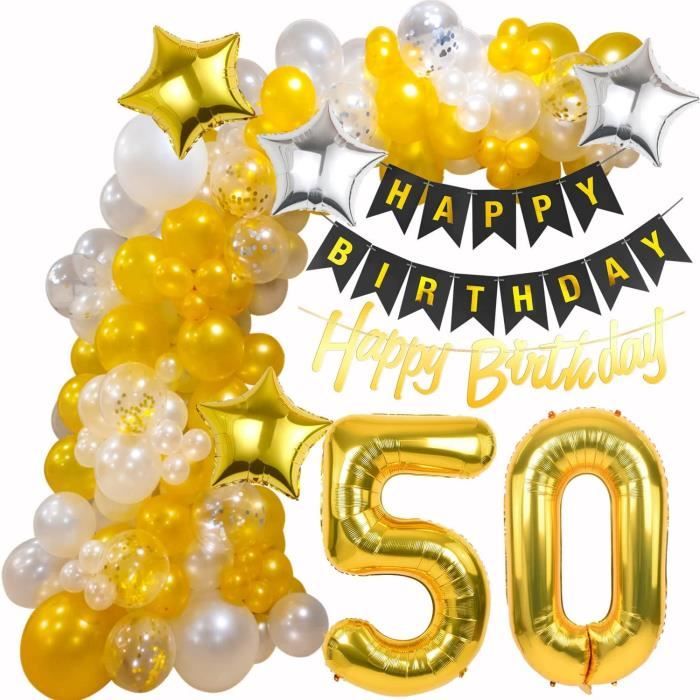 Arche Ballon 50 Ans Anniversaire Blanc Or Guirlande Ballons 50 Ans ...