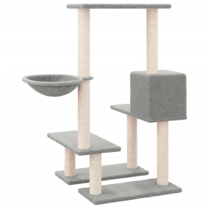 KEENSO Arbre à chat avec griffoirs en sisal Gris clair 94,5 cm KN005 ...
