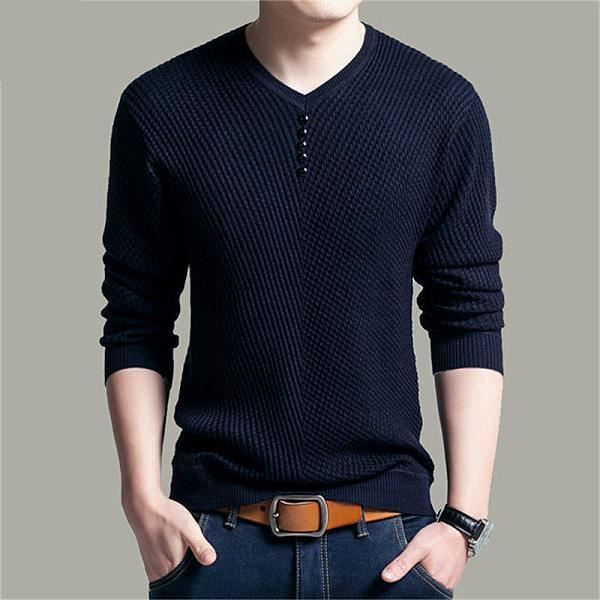 Pull long pour homme,Pull couleur unie pour hommes, pull de marque à ...