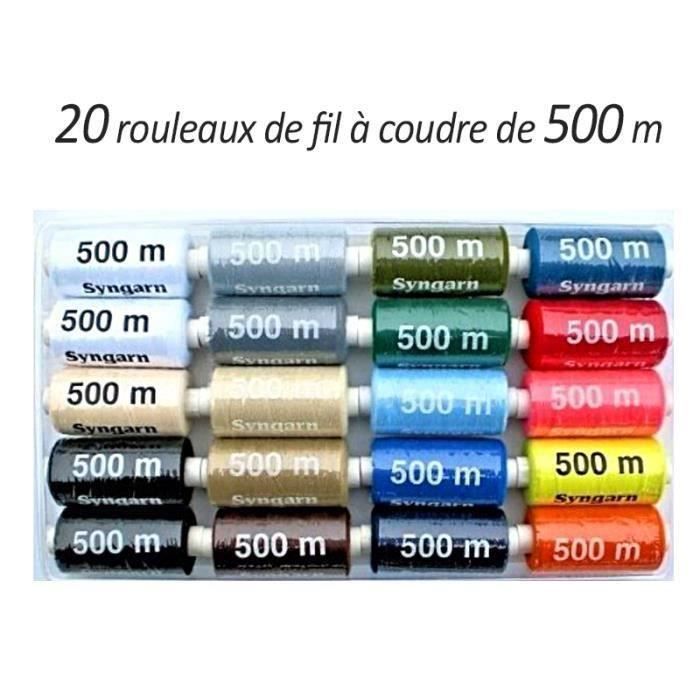 20 bobines de fil à Couleur coudre Syngarn pour machine à coudre 500 m ...