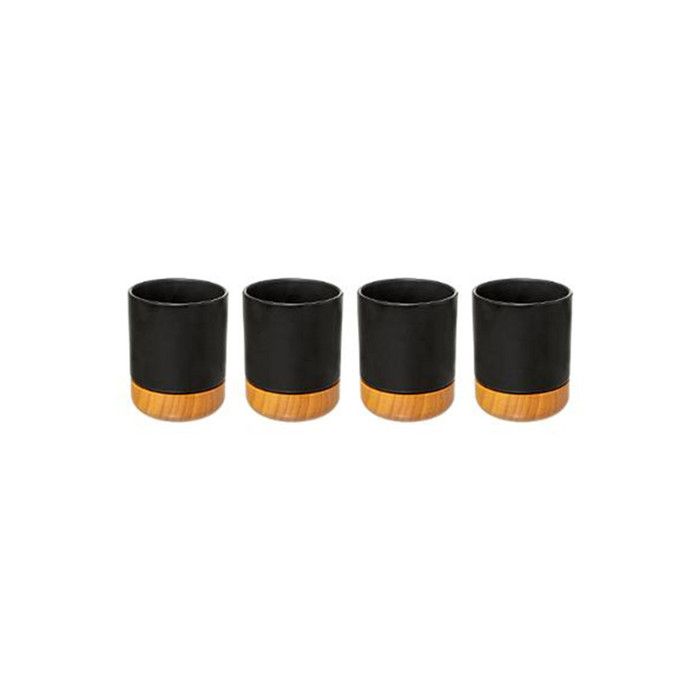 Lot de 4 Tasses à Café "Modern Wood" 12cl Noir - Cdiscount Maison