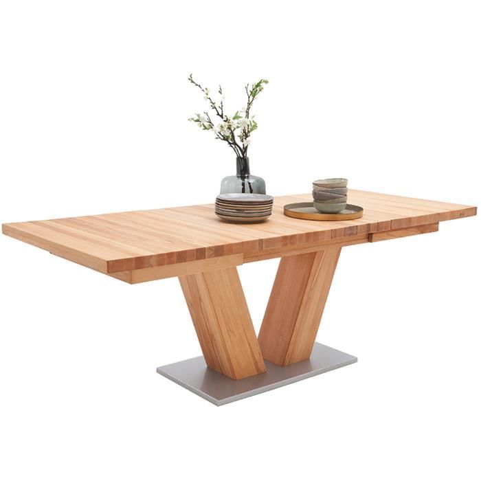 Table à manger extensible hêtre massif - Longueur 140-220 x Hauteur 78 ...